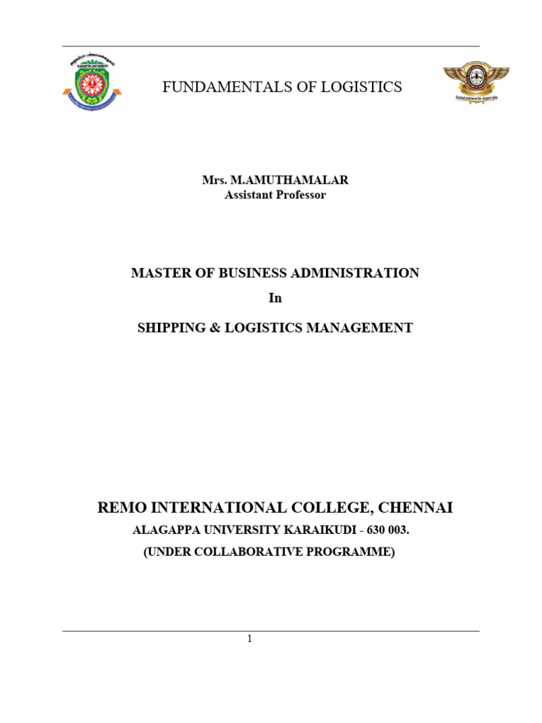 Fundamentals of Logistics | Download Free PDF | Logistics | Inventory