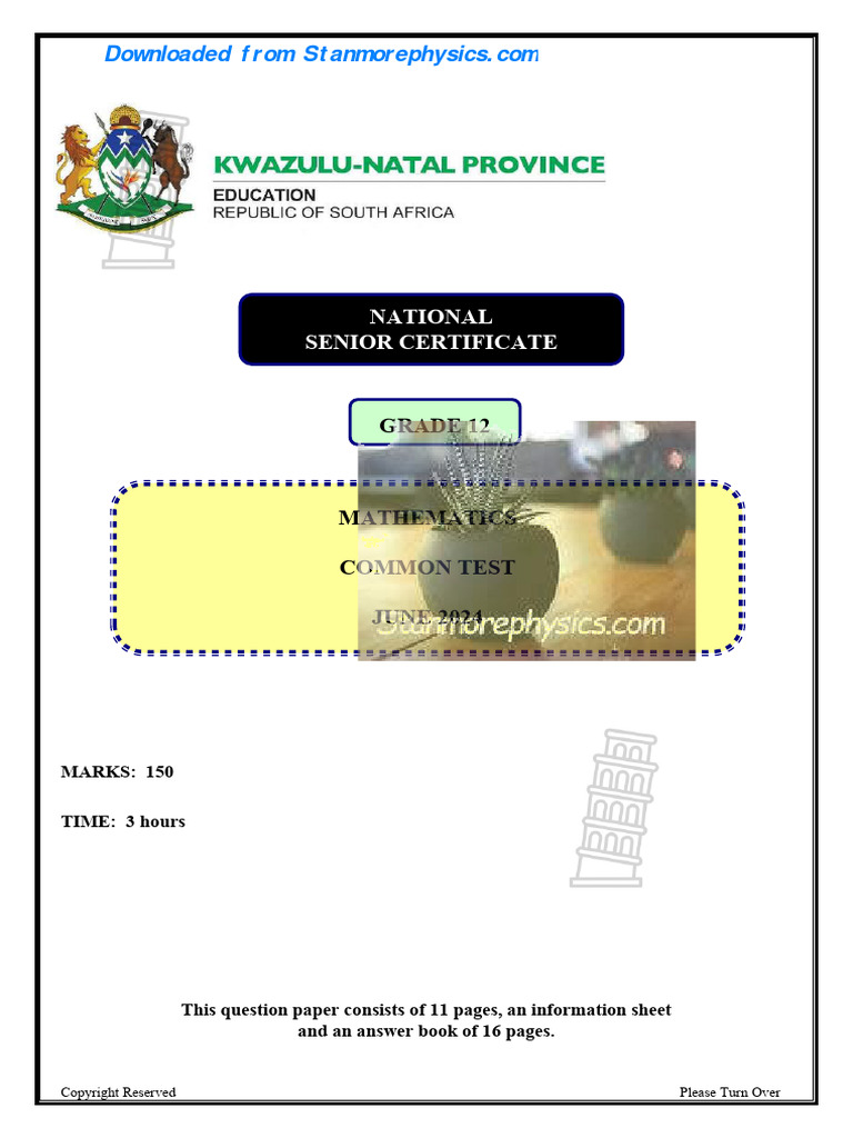KZN Maths Grade 12 June 2024 P2 and Memo | PDF | Circle | Elementary Geometry