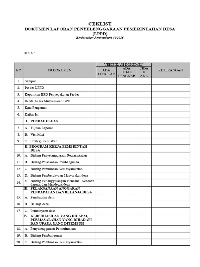 Ceklist LPPD | PDF