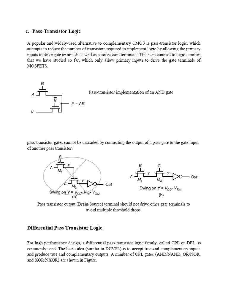 Differential Pass Transistor Logic | PDF | Logic Gate | Cmos