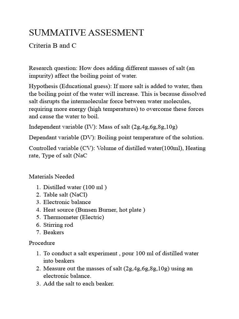 Summative Science Pdf Water Observational Error