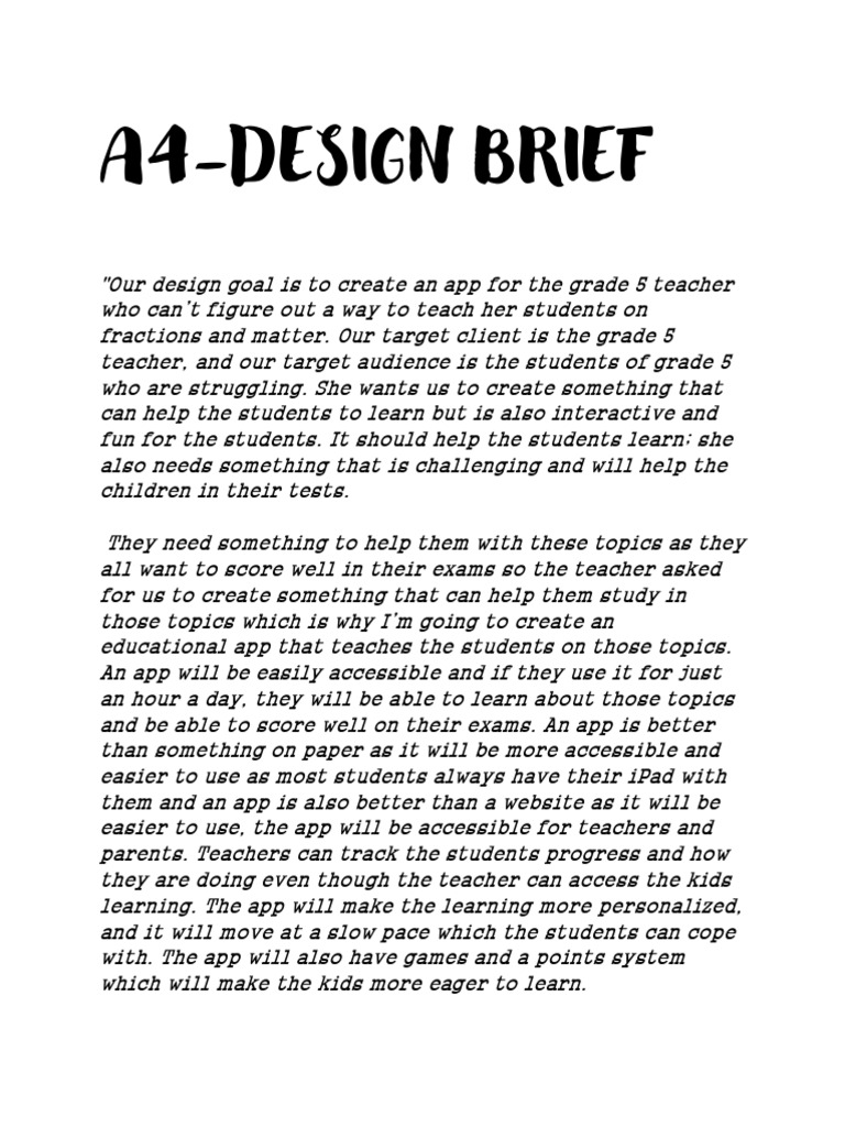 A4 - Design Brief | PDF | Teachers | Human Communication