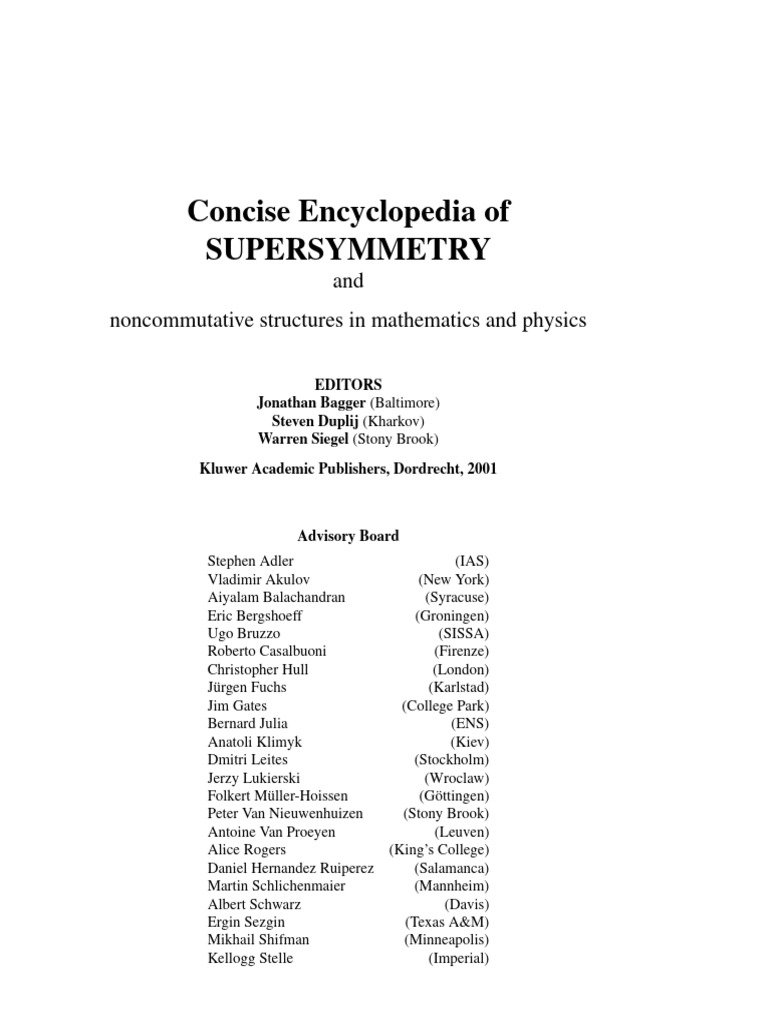 SUSY Encyclopedia | PDF | Spin (Physics) | Elementary Particle