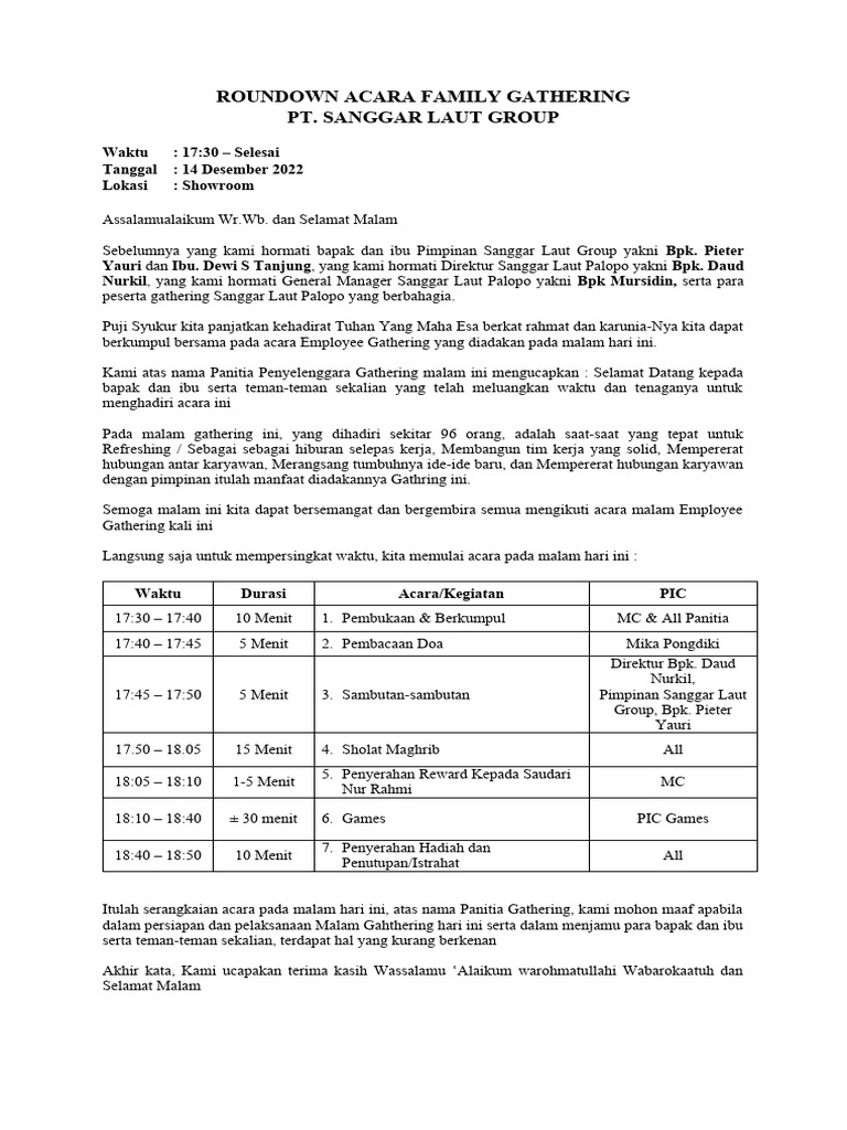 Roundown Acara Family Gathering | PDF