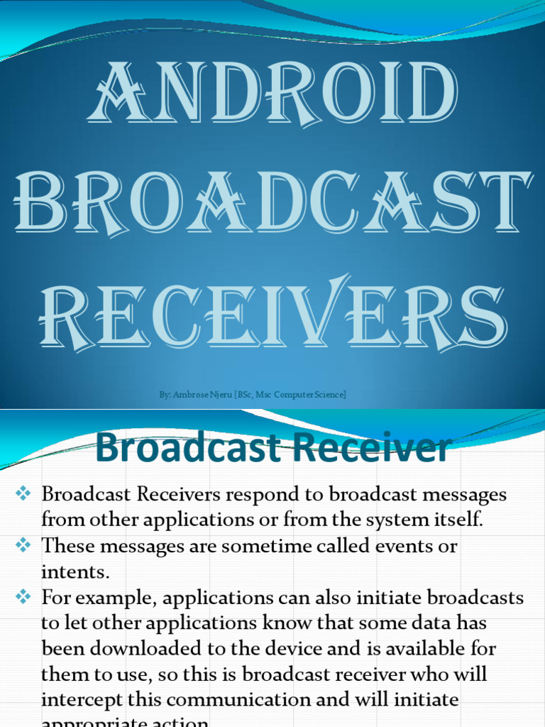 Android Broadcast Receivers Download Free Pdf Android Operating System Method 