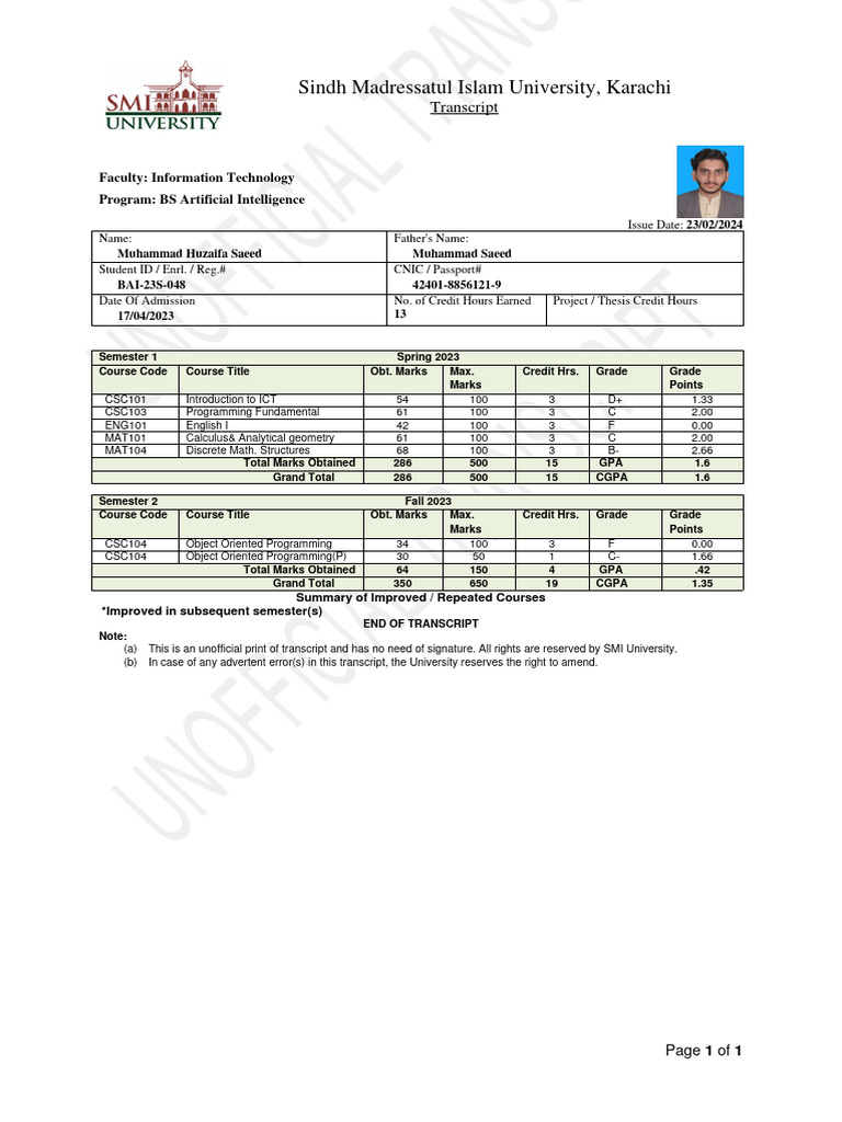 Smiu STD TR2 | PDF | Student Assessment And Evaluation | Academia