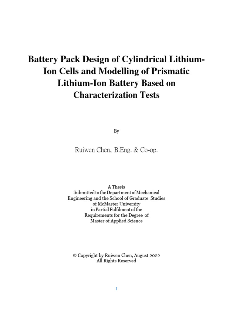 Chen Ruiwen 202208 MASc | PDF | Lithium Ion Battery | Electric Vehicle