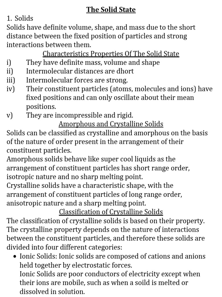 The Solid State | PDF | Chemical Bond | Solid