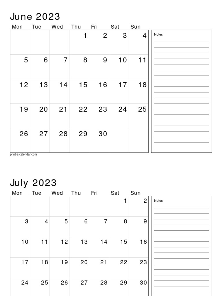 Printable Monthly Calendars 2023-2024 | PDF