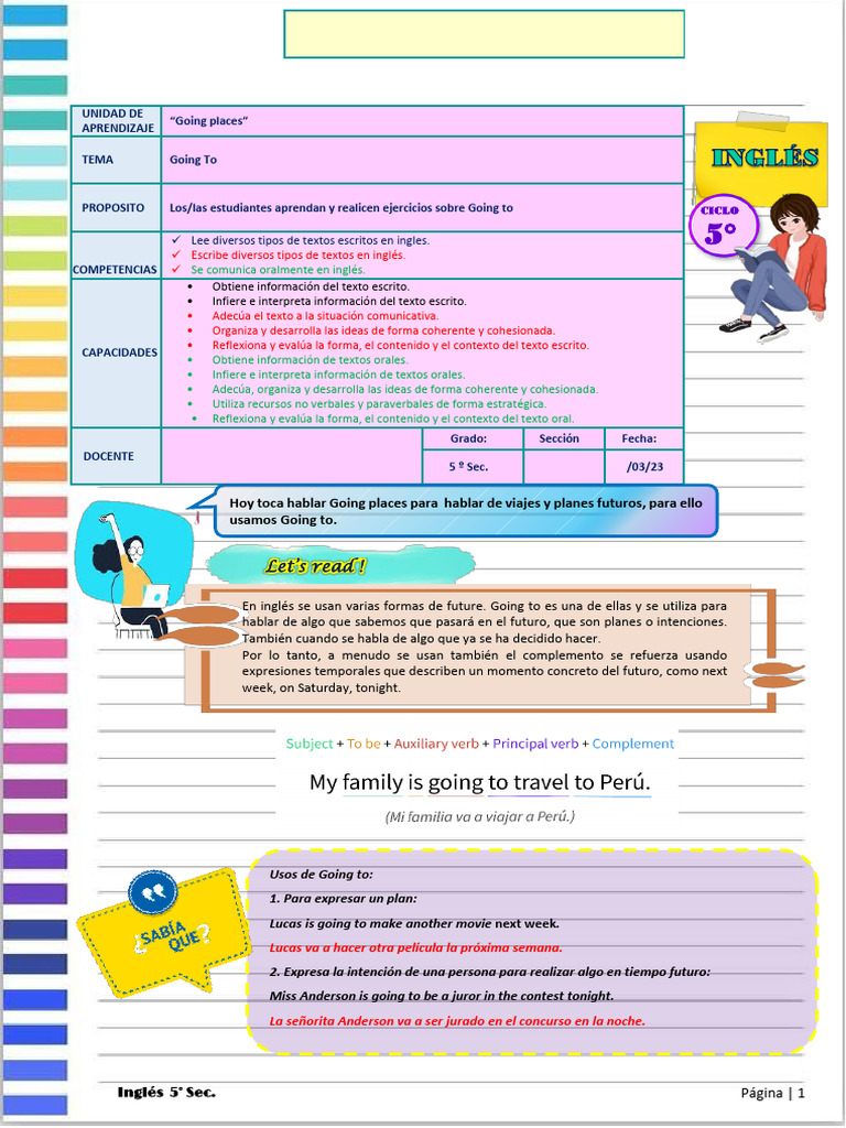 5° Ingl - Ficha Actv 01.unidad 01 | PDF