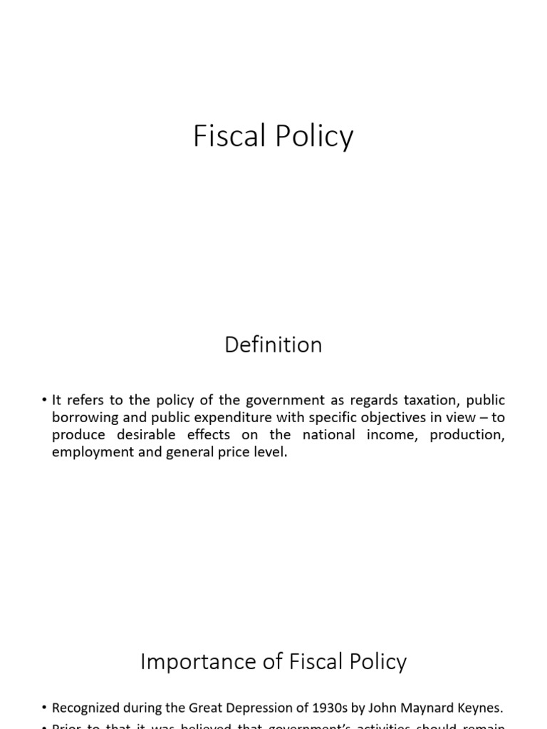 Fiscal Policy | PDF | Taxes | Government Budget Balance