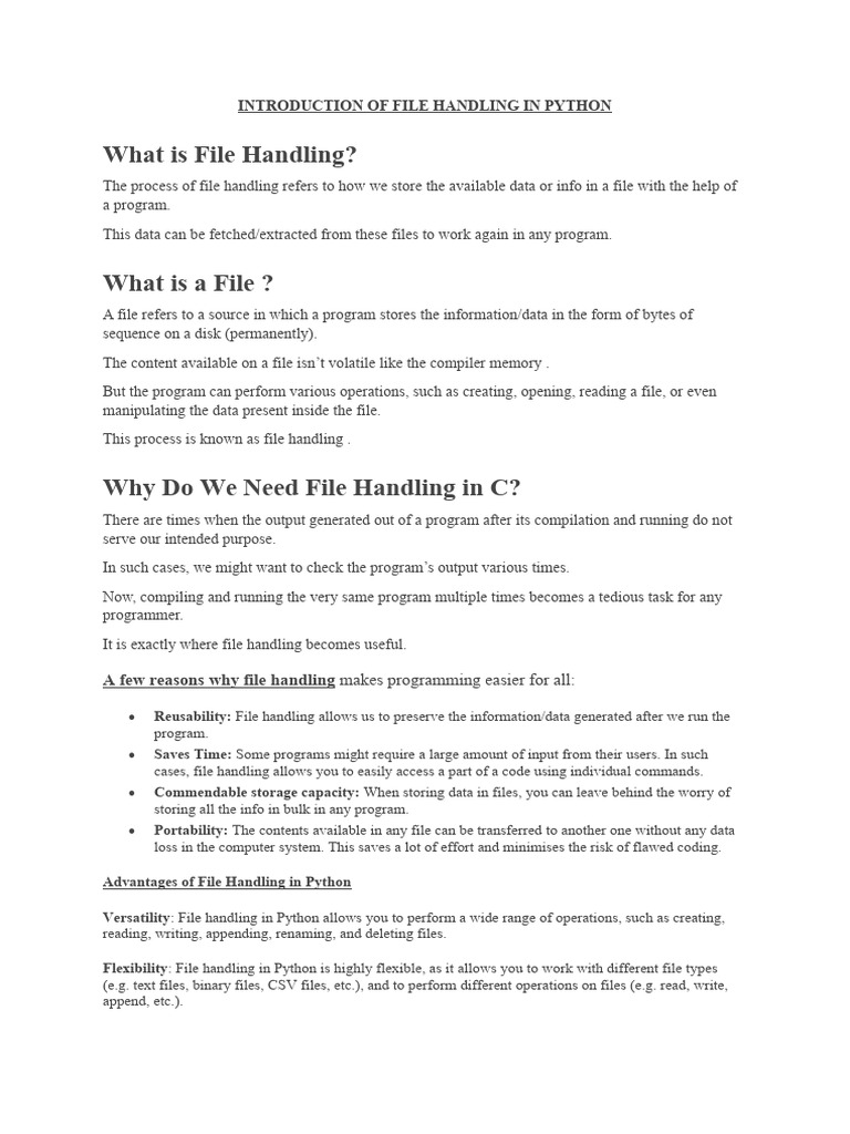 FileHandling | PDF | Computer File | Comma Separated Values FileHandling | PDF | Computer File | Comma Separated Values