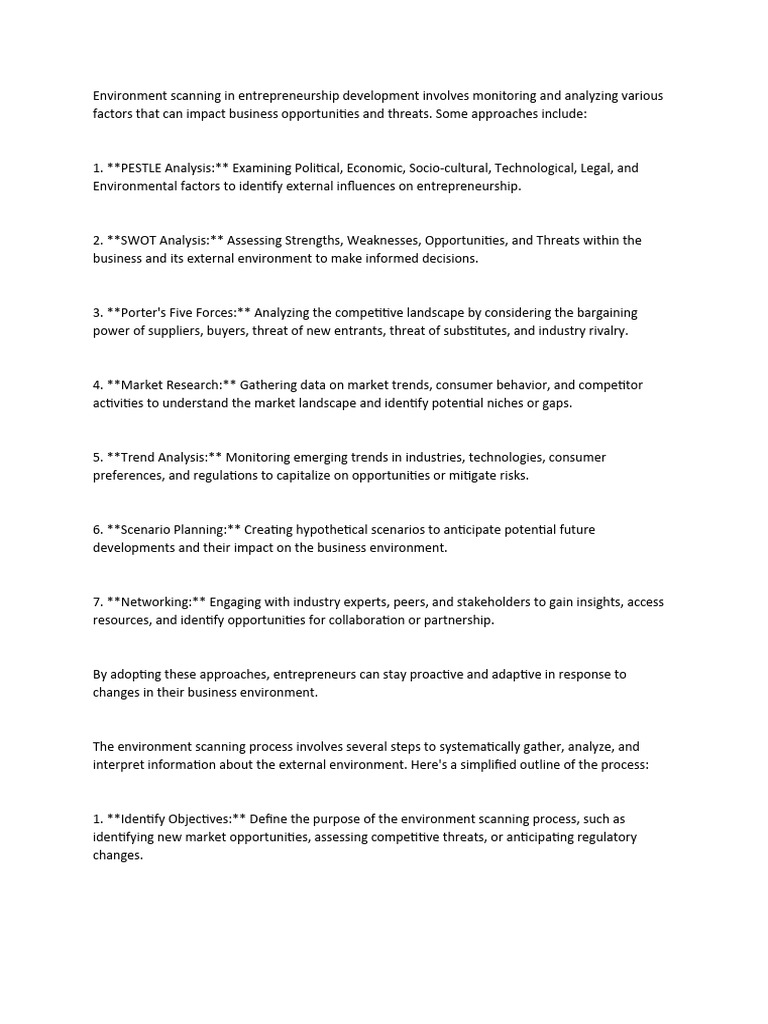 Environment Scanning Pdf Business Business Economics