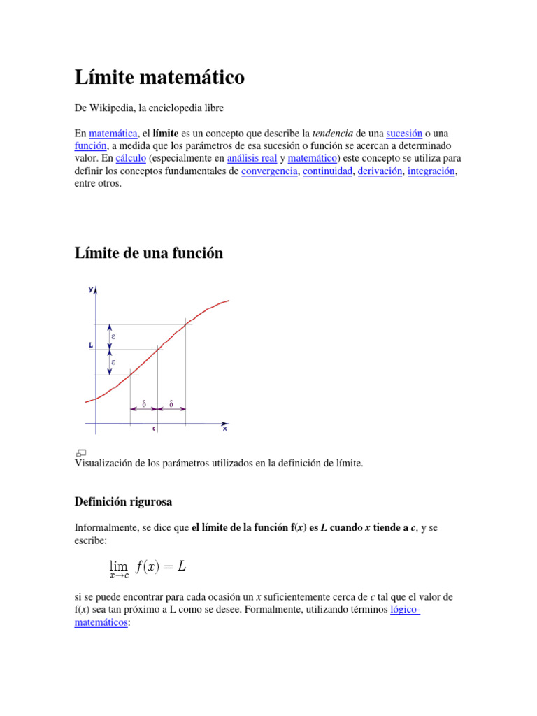 Límite Matemático | PDF | Límite (Matemáticas) | Análisis