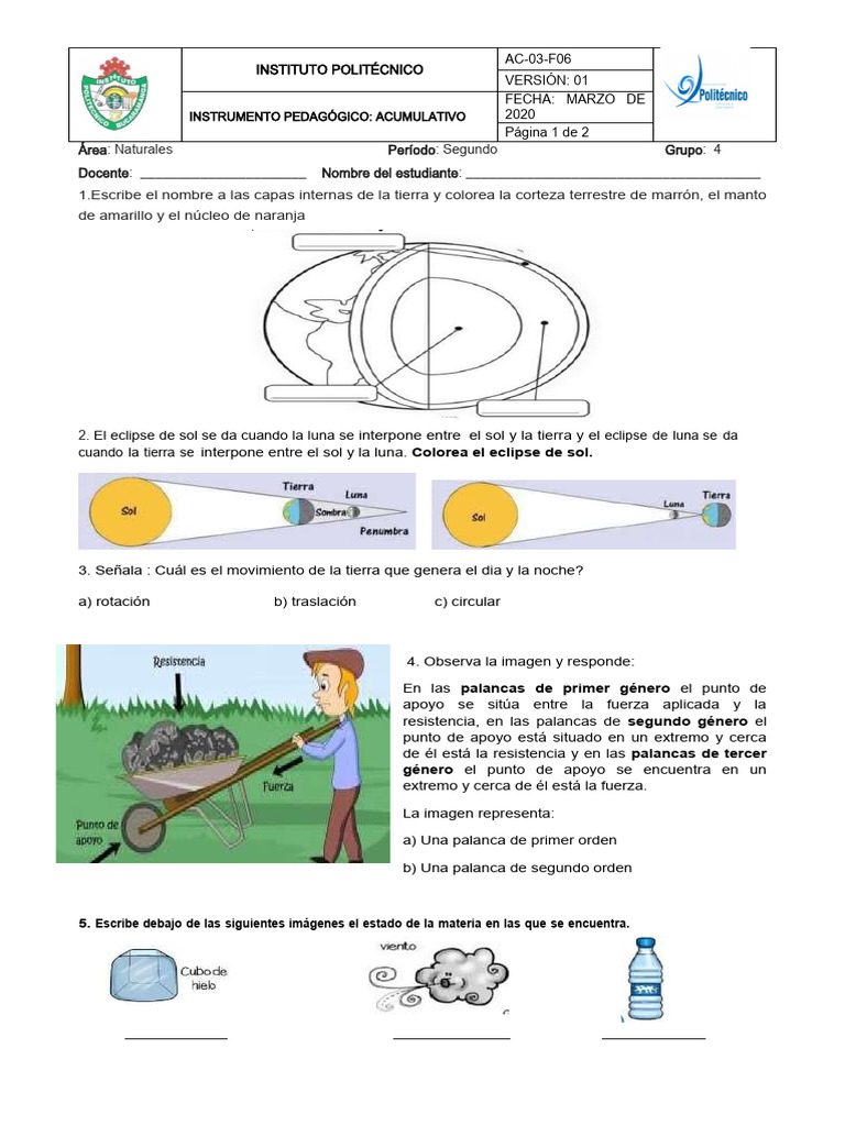 Acumulativo de Naturales Segundo Periodo | PDF | Tierra | Dom