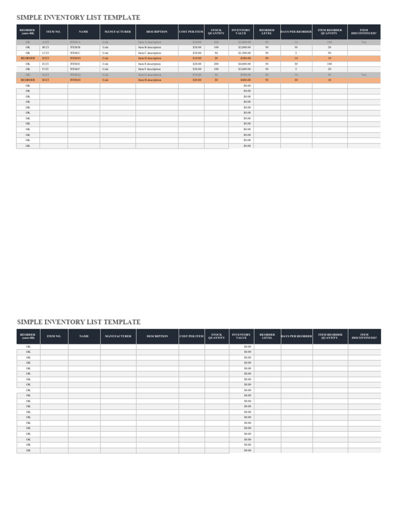 Simple Inventory List Template | PDF | Inventory