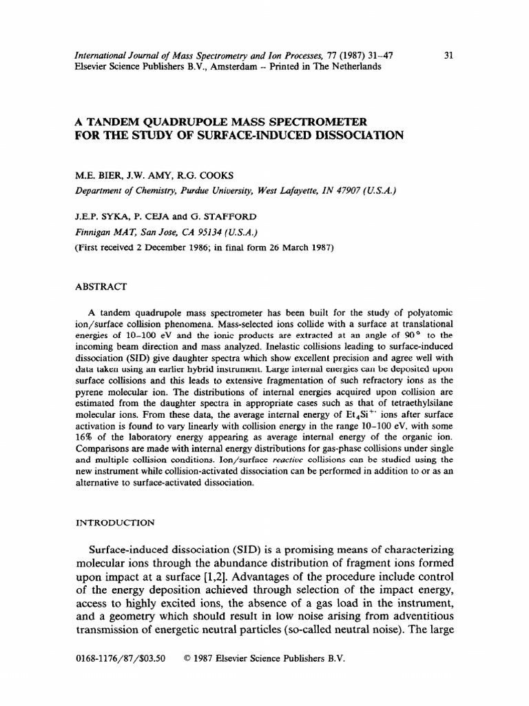 Tandem Quadrupole Mass Spectrometer for SID | PDF | Mass Spectrometry | Tandem Mass Spectrometry