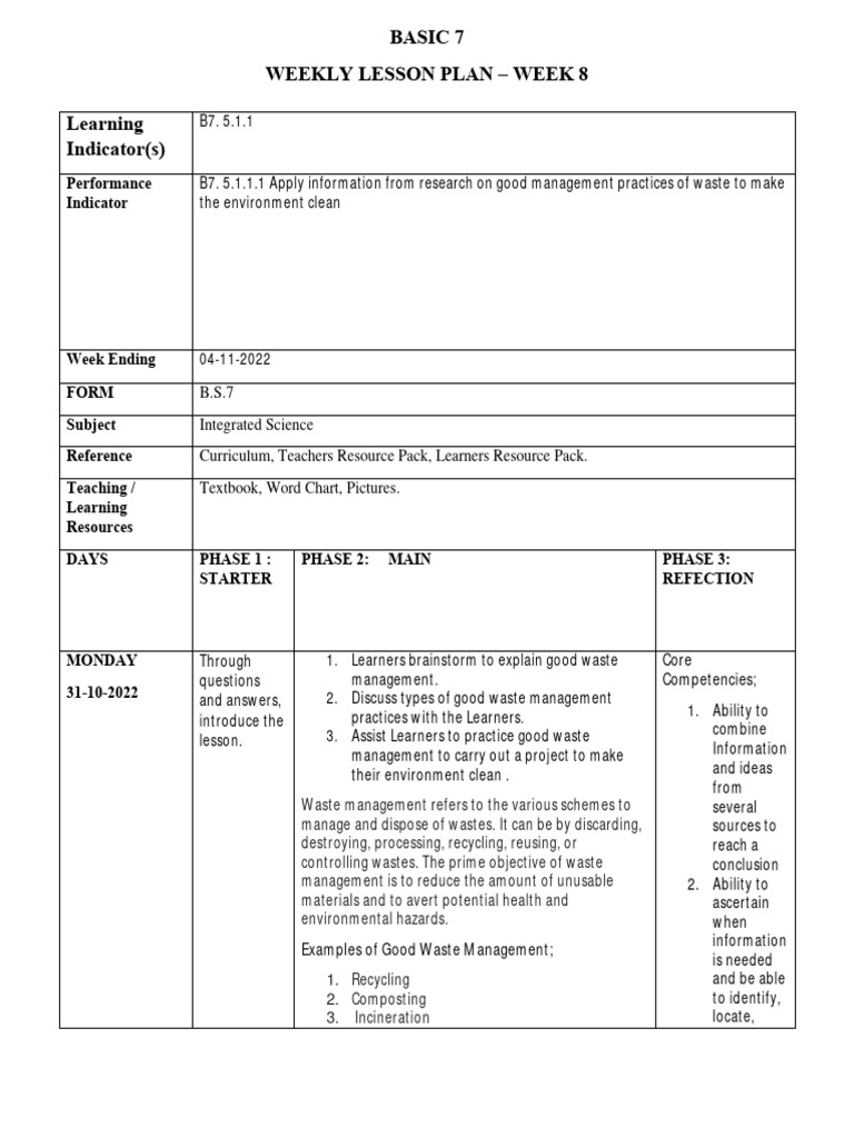 B8 JHS2 Science Week 8 Sample Notes T3 | PDF | Waste | Waste Management