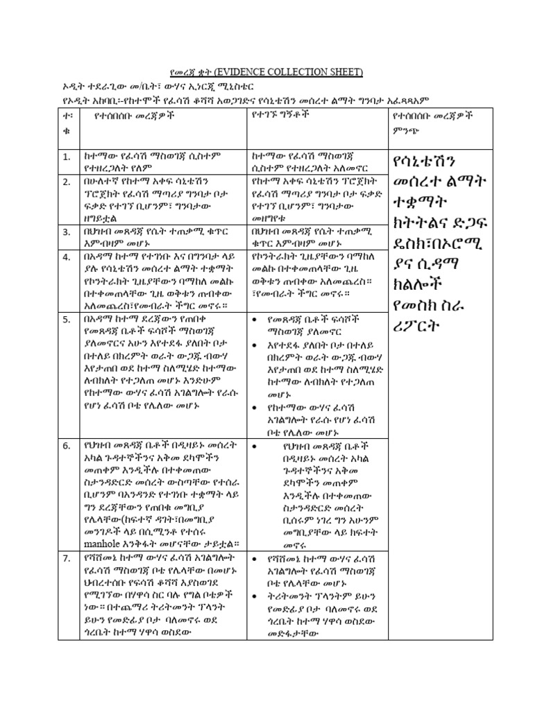 evidence collection sheet | PDF