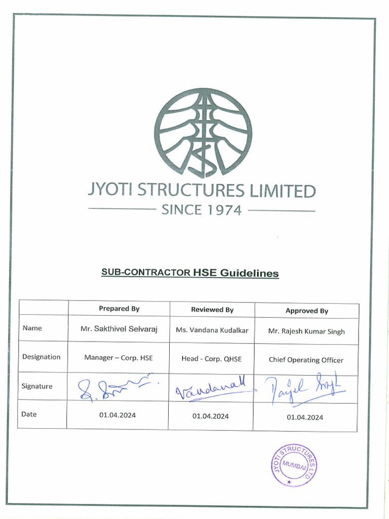 JSL - Sub-Contractor HSE Guidlines | PDF