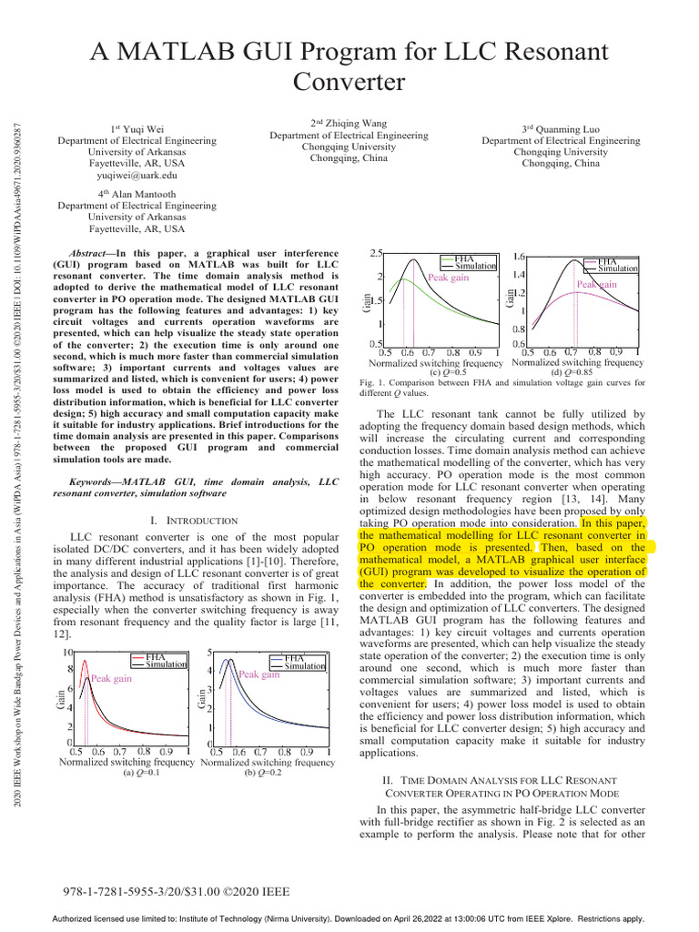 A MATLAB GUI Program For LLC Resonant Converter | PDF | Resonance ...