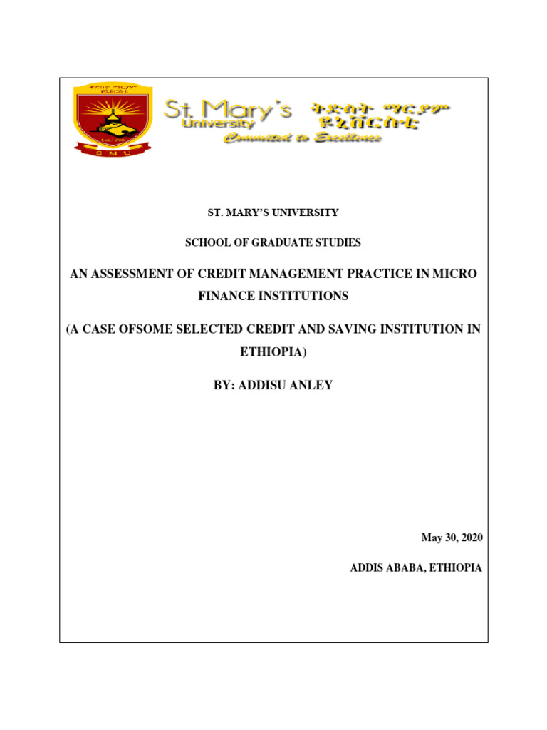 Addisu Anley Thesis Assesment of Credit Mgt | PDF | Microfinance | Credit