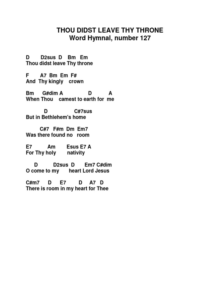Thou Didst Leave Thy Throne - Guitar Chords | PDF Thou Didst Leave Thy Throne - Guitar Chords | PDF