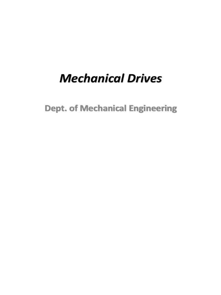 Mechanical Drives - 1 | PDF