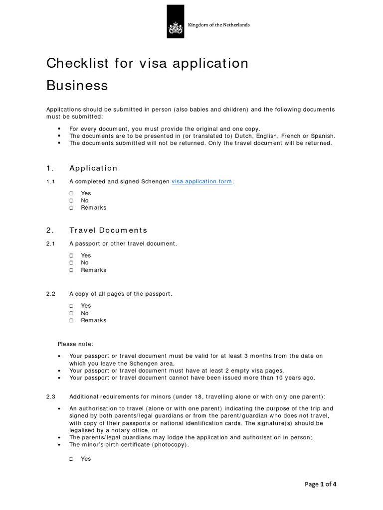 Checklist Visa Application Business | PDF | Travel Visa | Passport