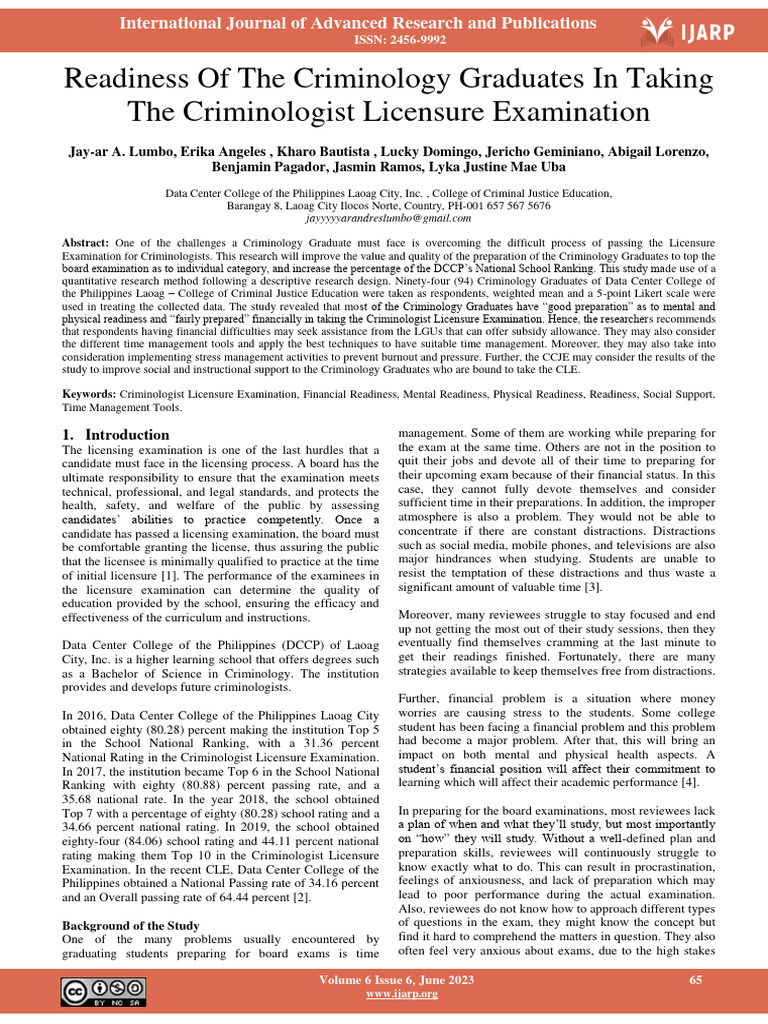 Criminology Graduates' Exam Readiness | PDF | Criminology | Critical ...