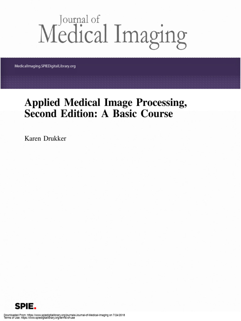 Applied Medical Image Processing, Second Edition: A Basic Course | PDF ...