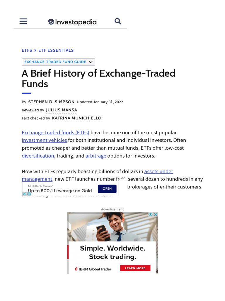 A Brief History of Exchange-Traded Funds | PDF | Exchange Traded Fund ... A Brief History of Exchange-Traded Funds | PDF | Exchange Traded Fund ...