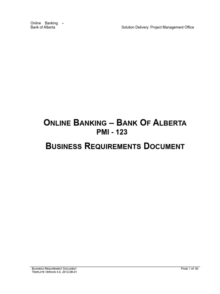 BRD - Bank of Alberta Online Banking - V1.1 | PDF | Banks | Password