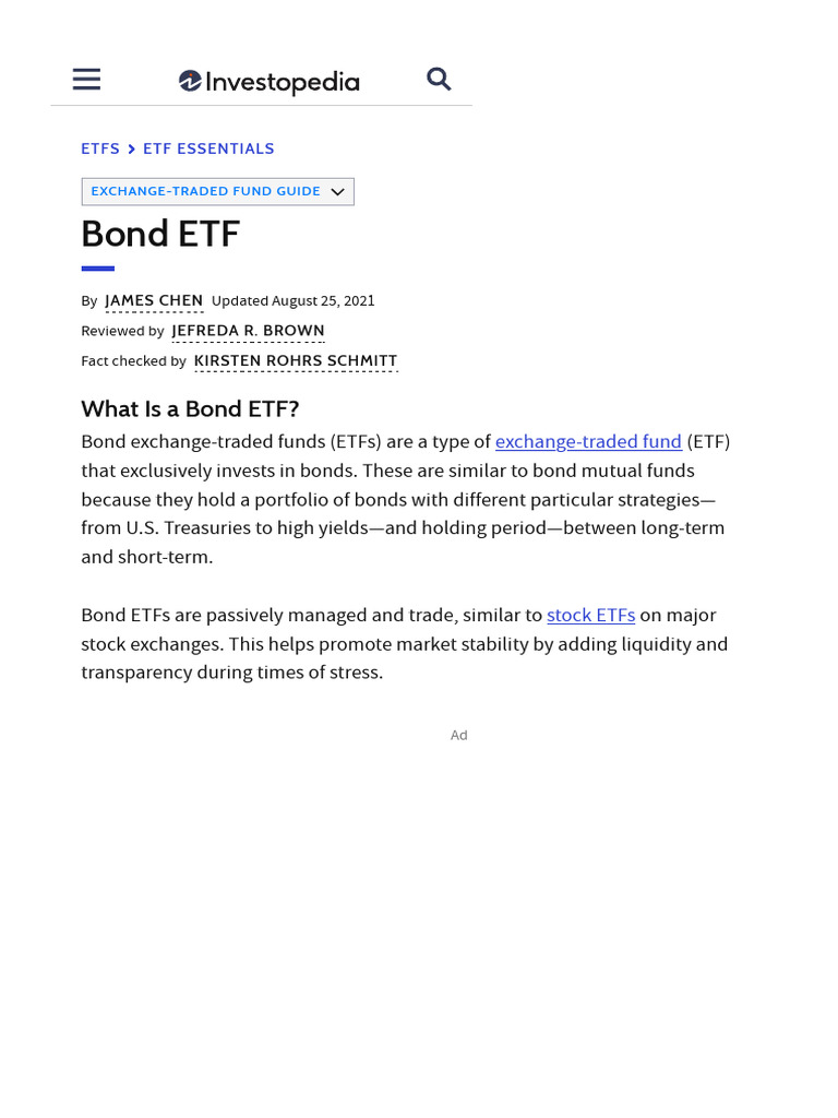 Bond ETF Definition | PDF | Exchange Traded Fund | Market (Economics)