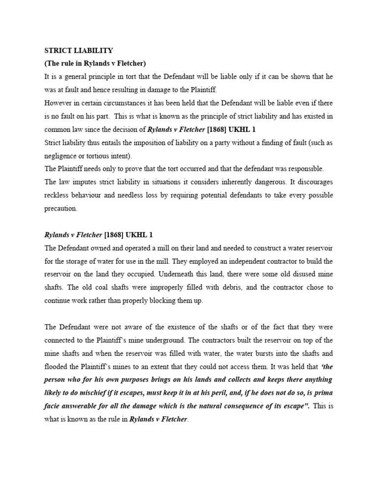 Strict Liability | PDF | Strict Liability | Legal Liability
