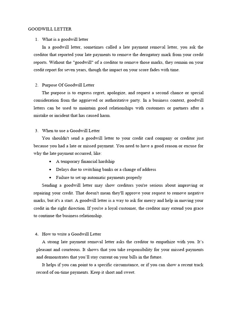 Goodwill Letter 3 | Download Free PDF | Credit | Finance & Money Management