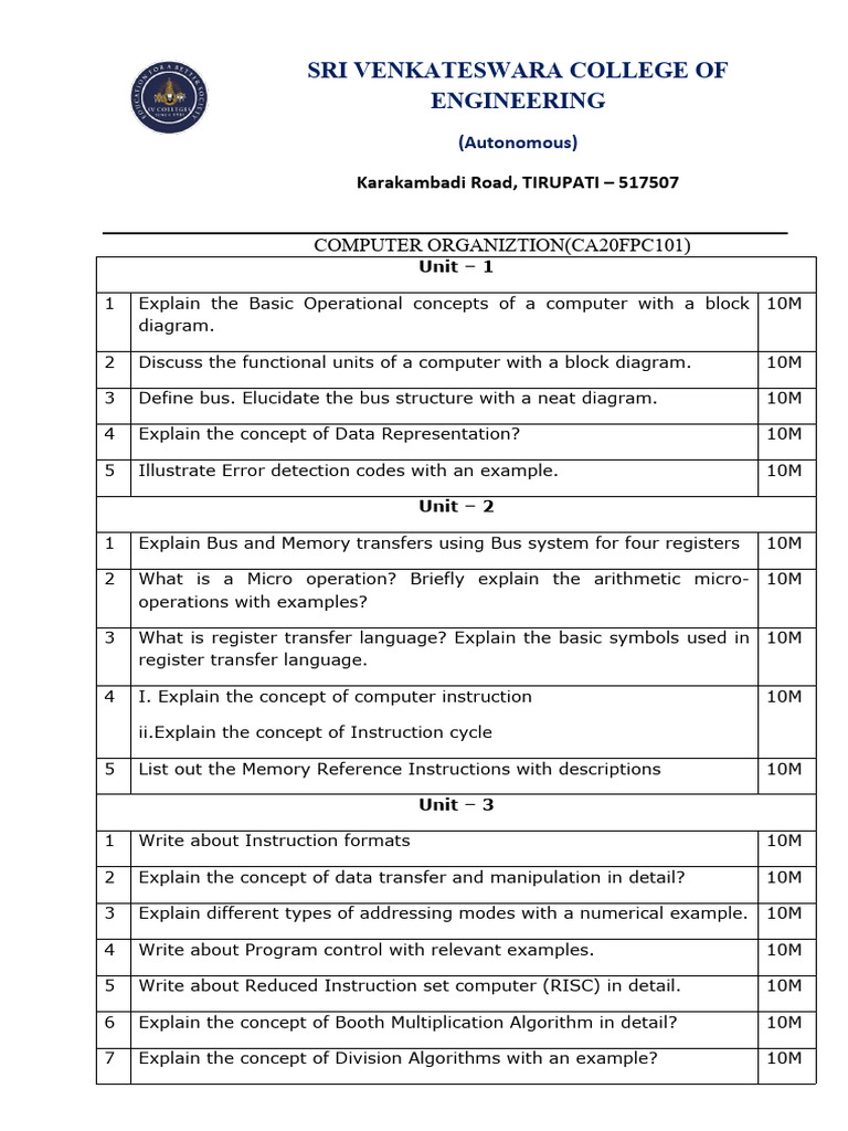 CO Most Important Questions | PDF | Central Processing Unit | Cpu Cache