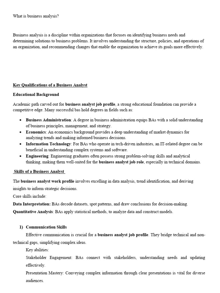 Essential Skills for Business Analysts | PDF | Business Analysis ...