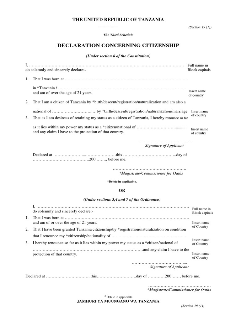 Declaration Concerning Citizenship | PDF | Naturalization | Citizenship