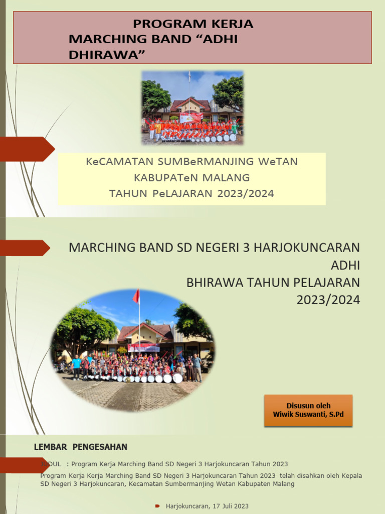 Program Kerja Marching Band "Adhi Dhirawa" SD Negeri 3 Harjokuncaran | PDF