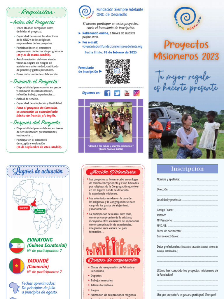 Triptico Proyectos Misioneros 2023 | PDF