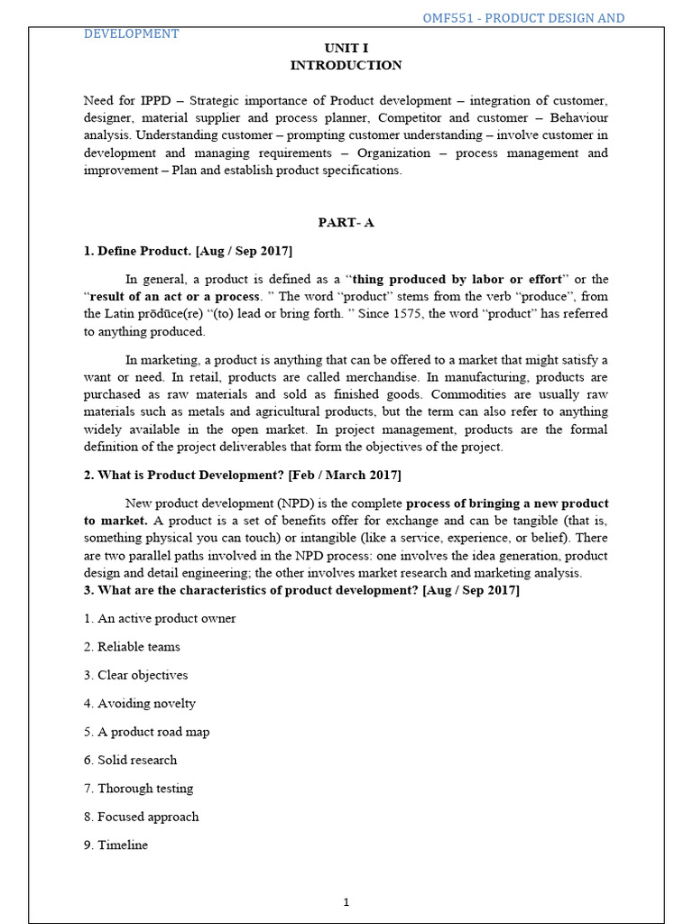 Product Design and Development Overview | PDF | Product Design | Supply ...