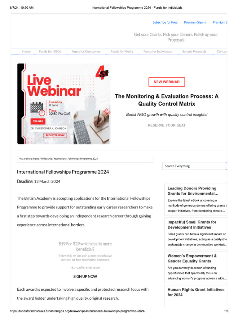 International Fellowships Programme | PDF