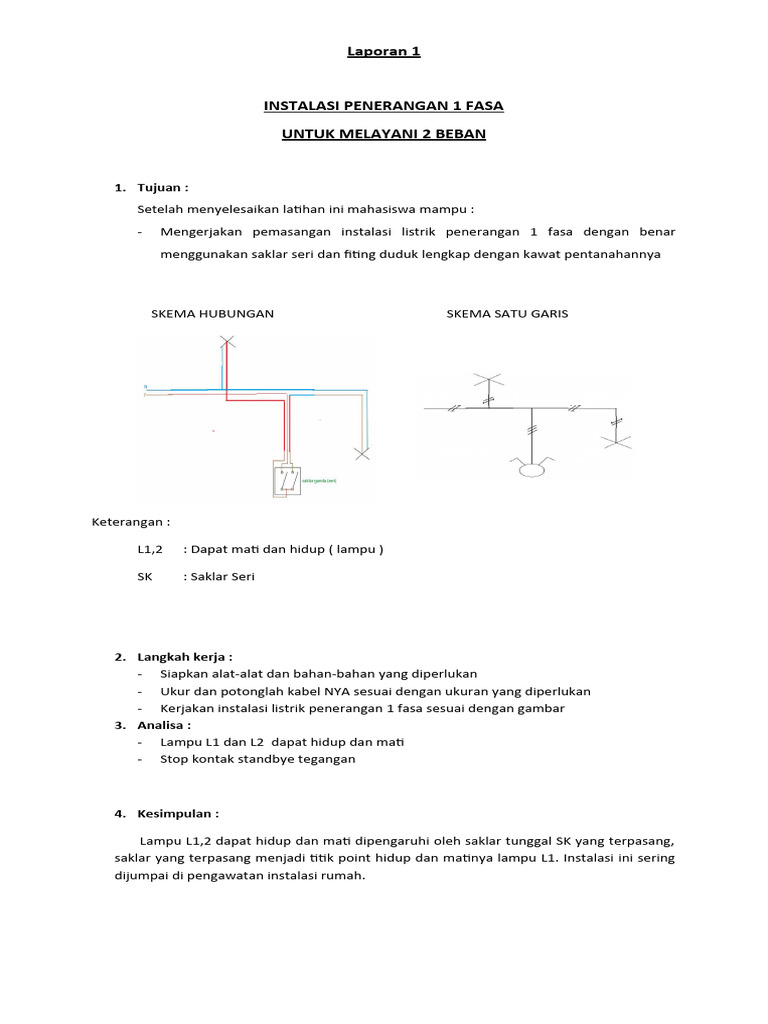 INSTALASI PENERANGAN 1 FASA - Docx Tugas 1 Sem Genap | PDF