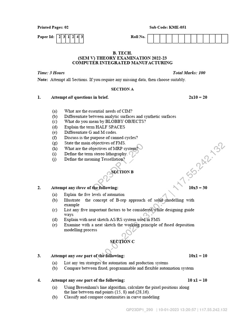 Cim Pyq Aktu | PDF | Automation | Applied Mathematics