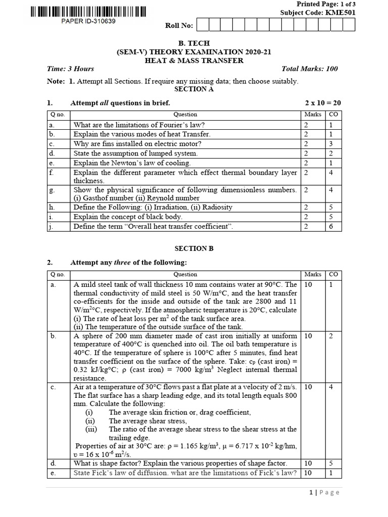 HMT Pyq Aktu | PDF | Heat Transfer | Heat