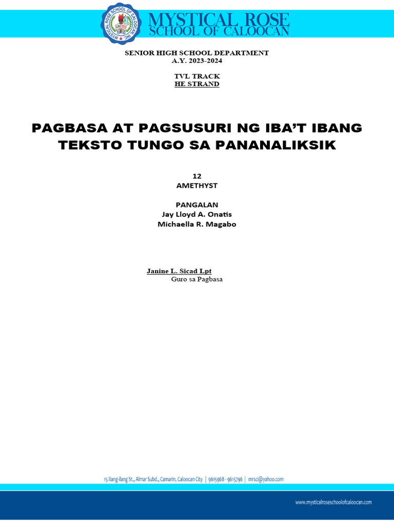 PAGBASA BIG TASK Updated Format | PDF