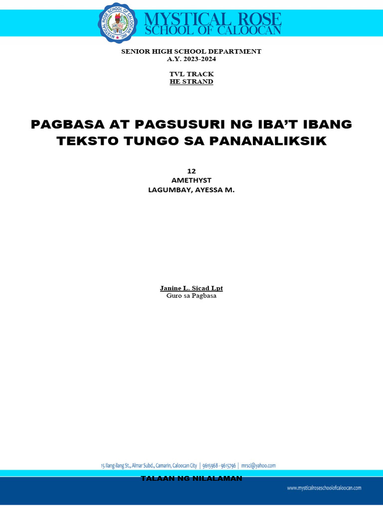 Pagbasa Big Task Updated Format[1] | PDF