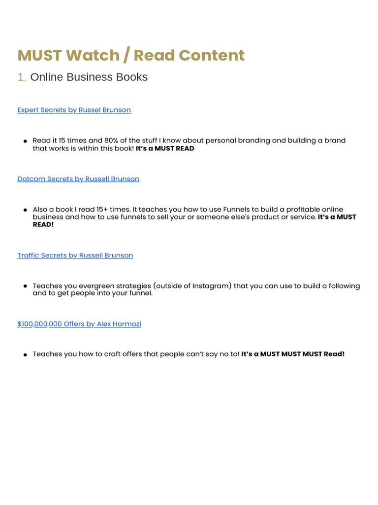 MUST Watch Read Content - Docx 20240614 075638 0000 | PDF | Business | Self-Improvement