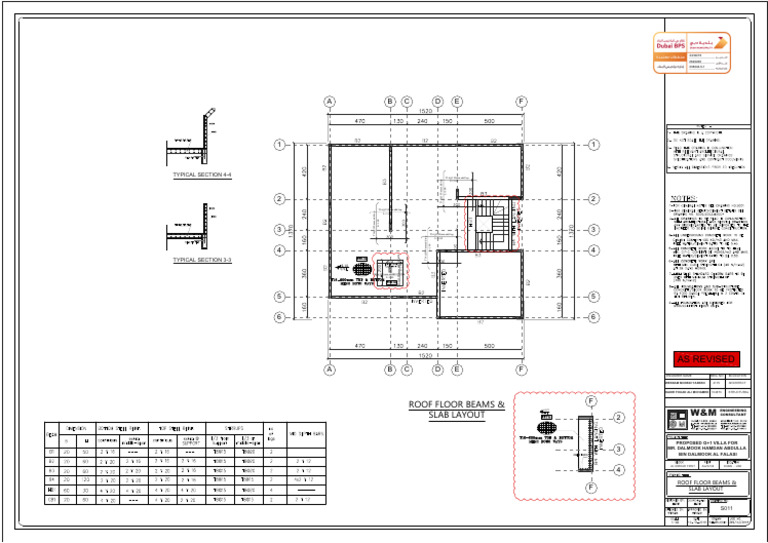 s011 Roof Floor Beams and Slab Layout As Revised1560757565729 | PDF